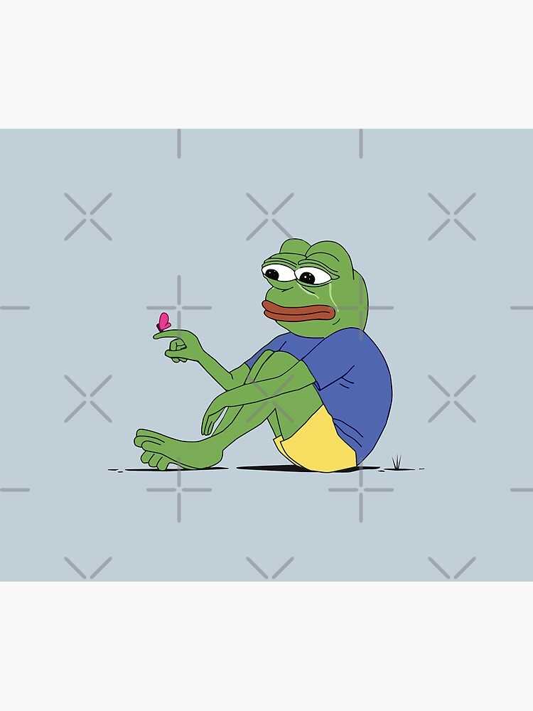 "Pepe The Frog Meme Sad Crying PepeTheFrog with Butterfly landing on ...