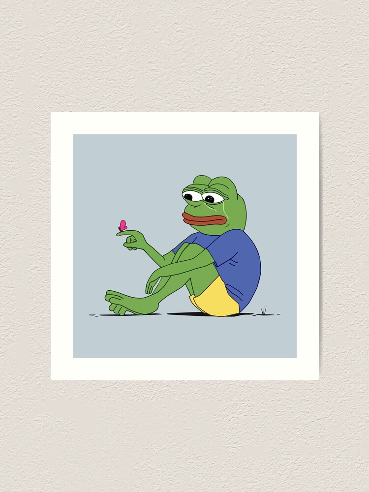 "Pepe The Frog Meme Sad Crying PepeTheFrog with Butterfly landing on ...