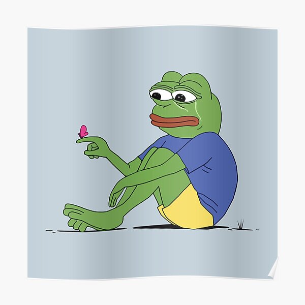 "Pepe The Frog Meme Sad Crying PepeTheFrog with Butterfly landing on ...