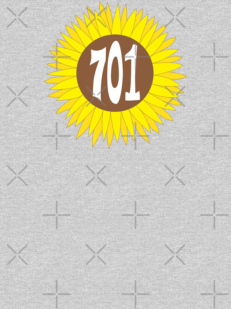 "Hand Drawn North Dakota Sunflower 701 Area Code" T-shirt for Sale by ...