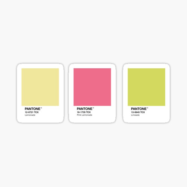"Pantone Juice - Lemonade, Pink Lemonade, Limeade" Sticker for Sale by ...
