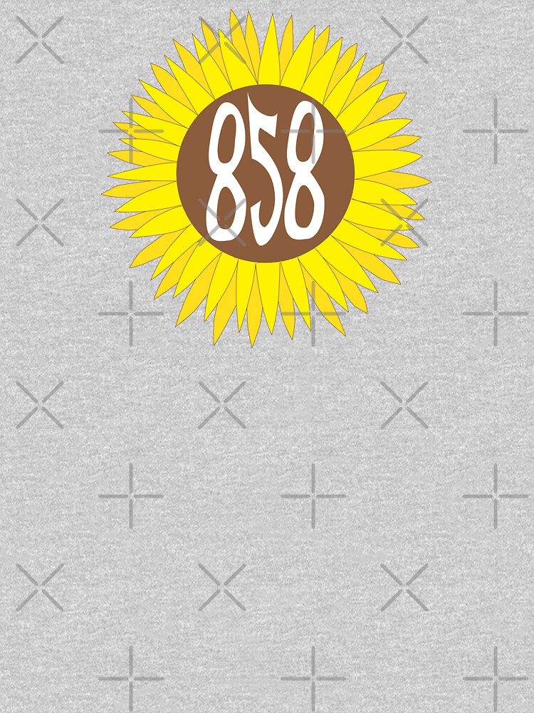 "Hand Drawn California 858 Area Code Sunflower" T-shirt for Sale by ...