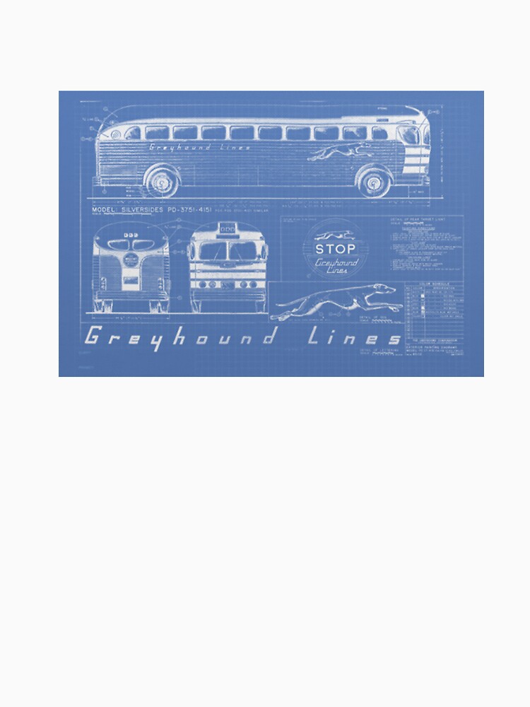 "Silverside Greyhound Bus Blueprint" T-shirt for Sale by PashmaLee ...