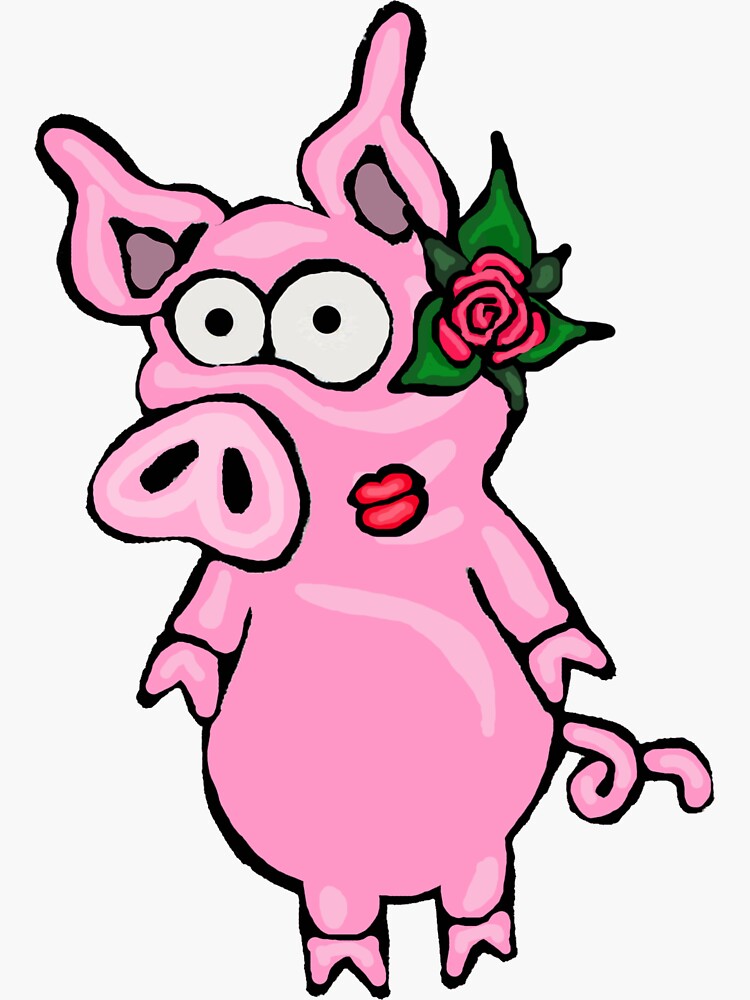"Pig Lady Cartoon Sticker" Sticker for Sale by Jaggerstickers | Redbubble