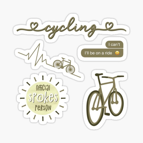 "Olive Green Watercolor Bicycle, Cycling Sticker Pack" Sticker for Sale ...