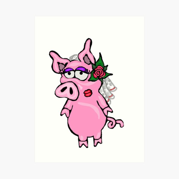 "Cartoon Pig Bride Funny Wedding Sticker" Art Print by Jaggerstickers ...