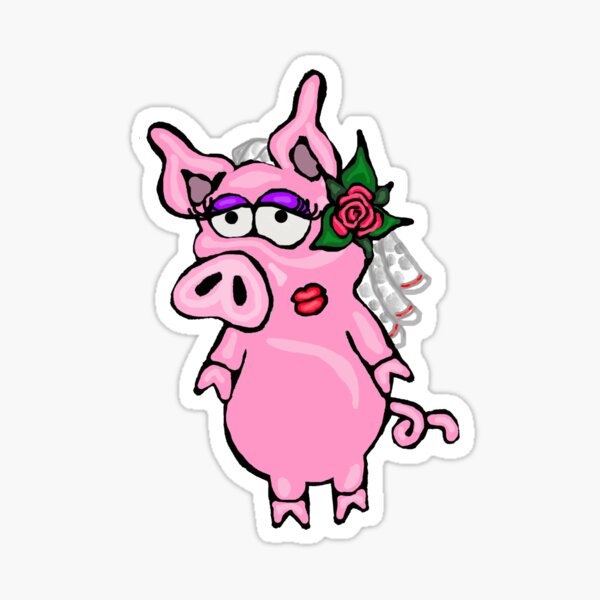 "Cartoon Pig Bride Funny Wedding Sticker" Sticker by Jaggerstickers ...
