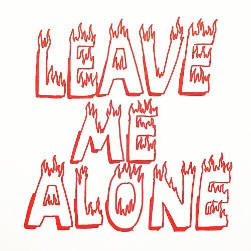 "leave me alone flames red sticker " by elliebellyb1tch | Redbubble