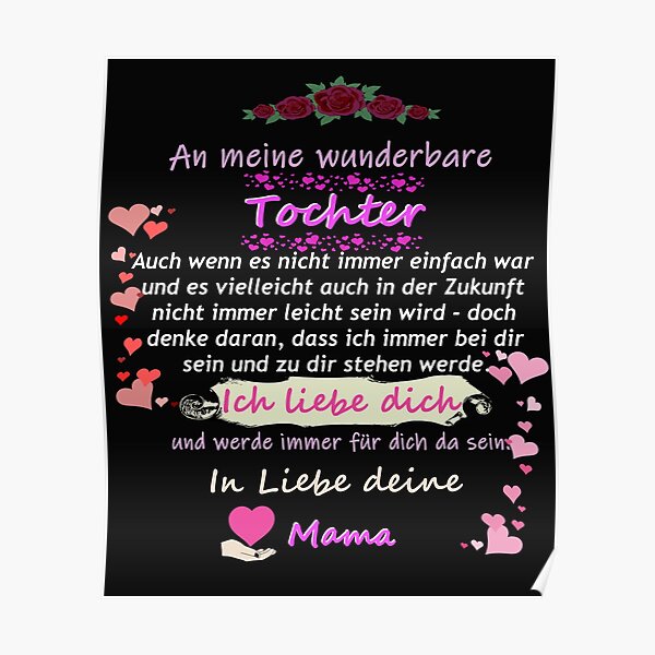 "Wunderbarer Tochter- Mutter Spruch" Poster von Myriala | Redbubble
