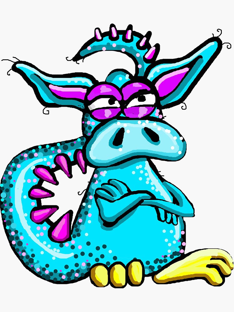 "Grumpy Dragon Cartoon Sticker" Sticker by Jaggerstickers | Redbubble