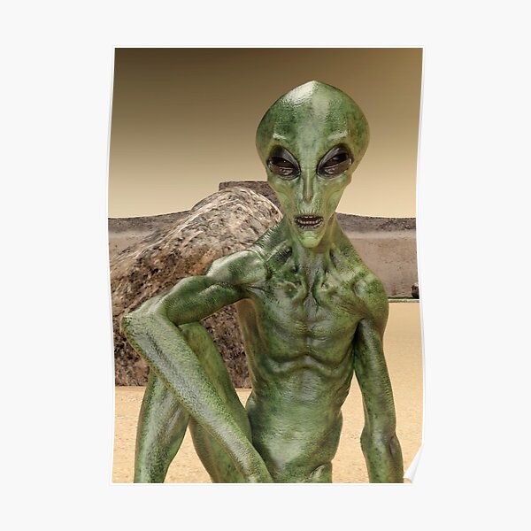 "Green Alien" Poster for Sale by Vac1 | Redbubble