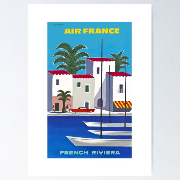 "1960 French Riviera Air France Travel Poster" Poster for Sale by retrographics | Redbubble