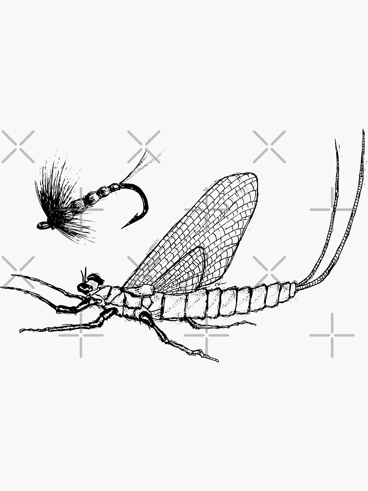"Mayfly and Emulator" Sticker by Kathrynshaw | Redbubble