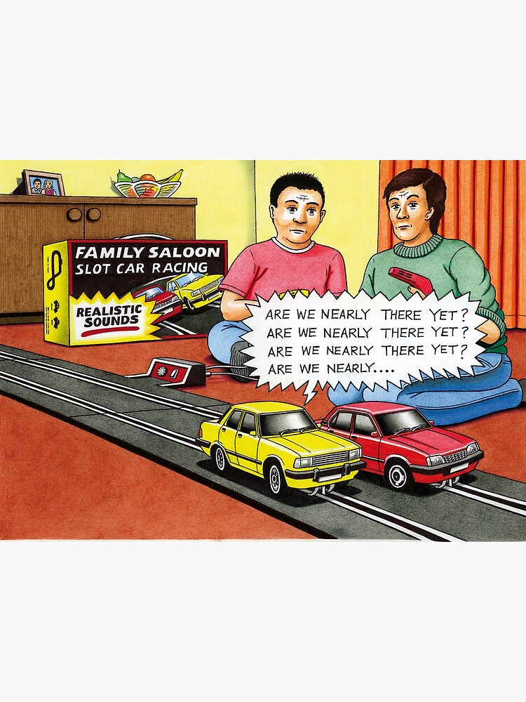 "Slot Car Racing themed cartoon joke" Poster for Sale by Retroblast ...