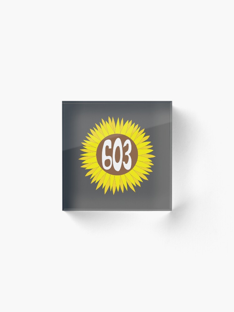 "Hand Drawn New Hampshire Sunflower 603 Area Code" Acrylic Block by ...