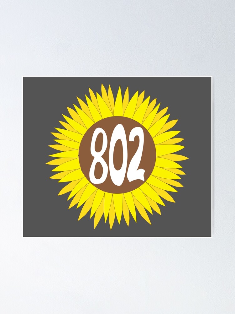 "Hand Drawn Vermont Sunflower 802 Area Code" Poster by itsrturn | Redbubble