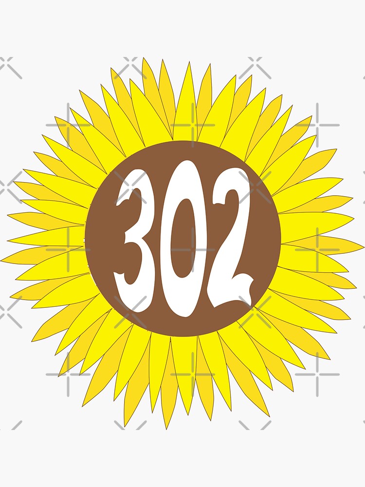 "Hand Drawn Delaware Sunflower 302 Area Code" Sticker for Sale by ...