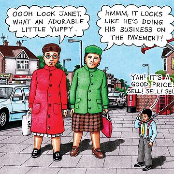 "Yuppy-themed 1980s joke cartoon" Sticker for Sale by Retroblast ...