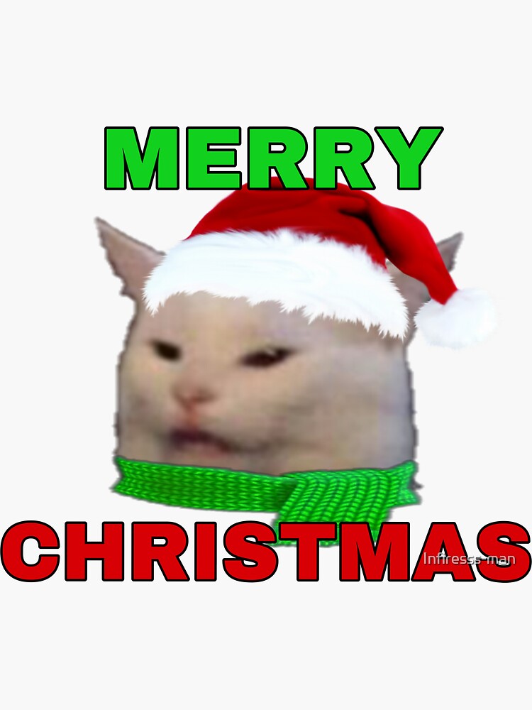 "Lady Yelling at Cat Meme Christmas Reaction Sticker" Sticker by ...