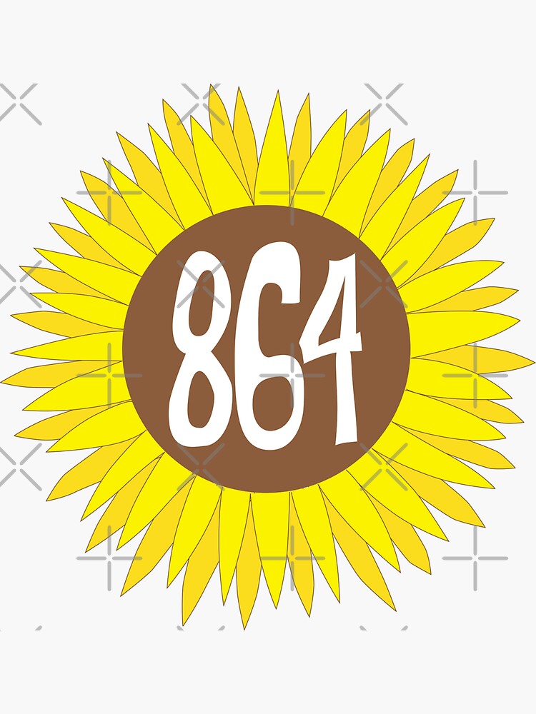 "Hand Drawn South Carolina Sunflower 864 Area Code" Sticker for Sale by ...