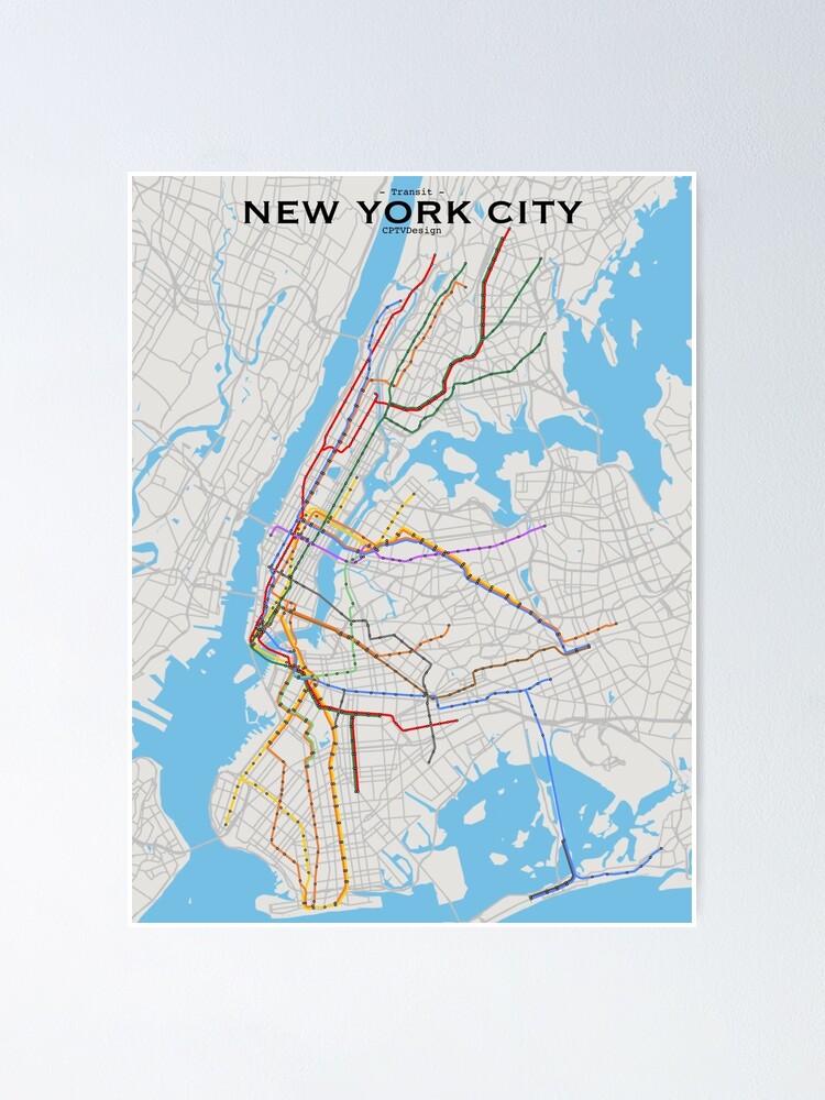 "New York City Transit Map" Poster by CPTVDesign | Redbubble