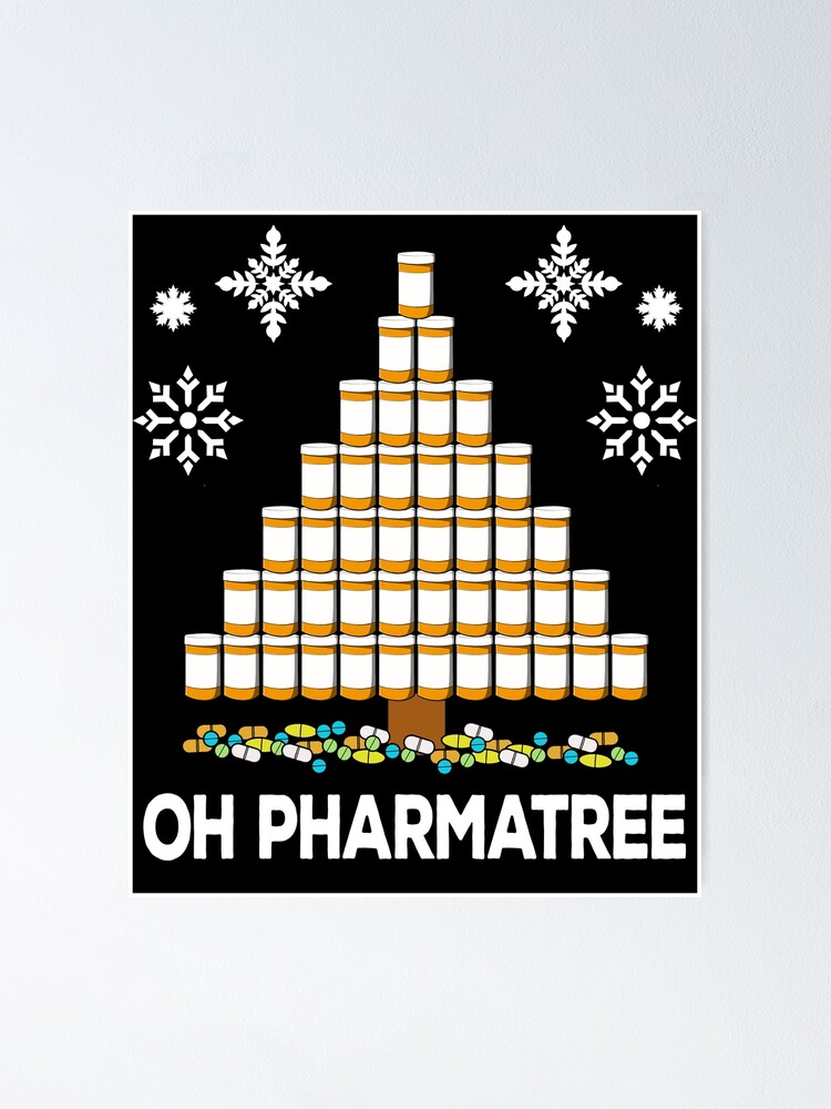 "Pharmacy Christmas Tree Medication Pharmacist Gift Idea" Poster for ...