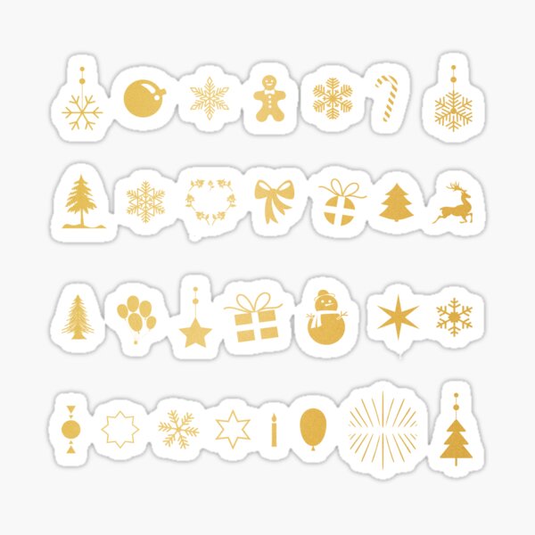 "Gold Christmas Icons" Sticker for Sale by Amanda-Lakey | Redbubble