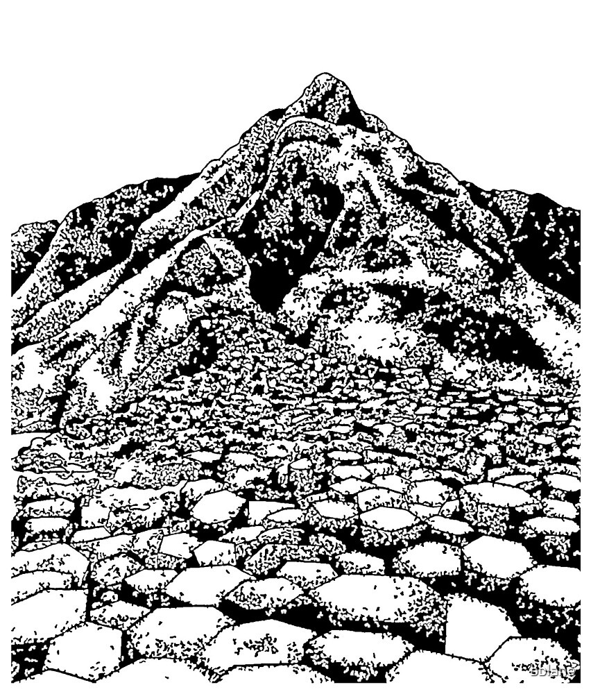 "The Giants Causeway, Ireland. Ink Illustration" by bblane | Redbubble