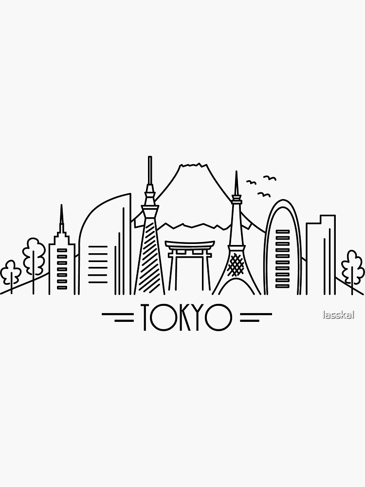 "Tokyo line-art" Sticker for Sale by lasskal | Redbubble