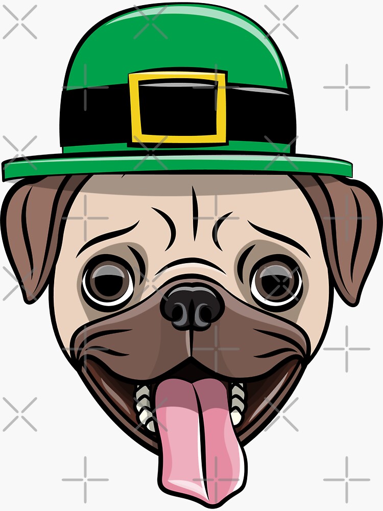 "Patty's Pug - St. Patricks Day Pug (grey)" Sticker for Sale by ...