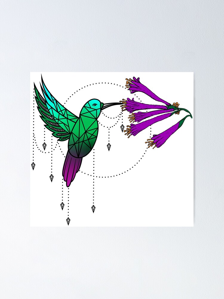 "Geometric hummingbird" Poster for Sale by Edmunster23 | Redbubble