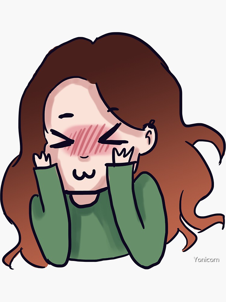 "Cute Blushing Sticker" Sticker by Yonicorn | Redbubble