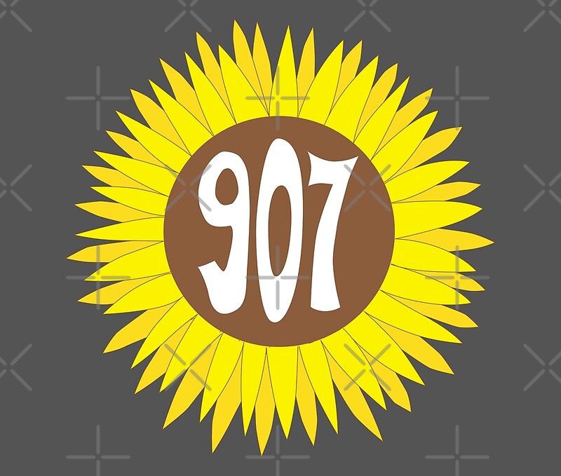 "Hand Drawn Alaska Sunflower 907 Area Code" by itsrturn | Redbubble