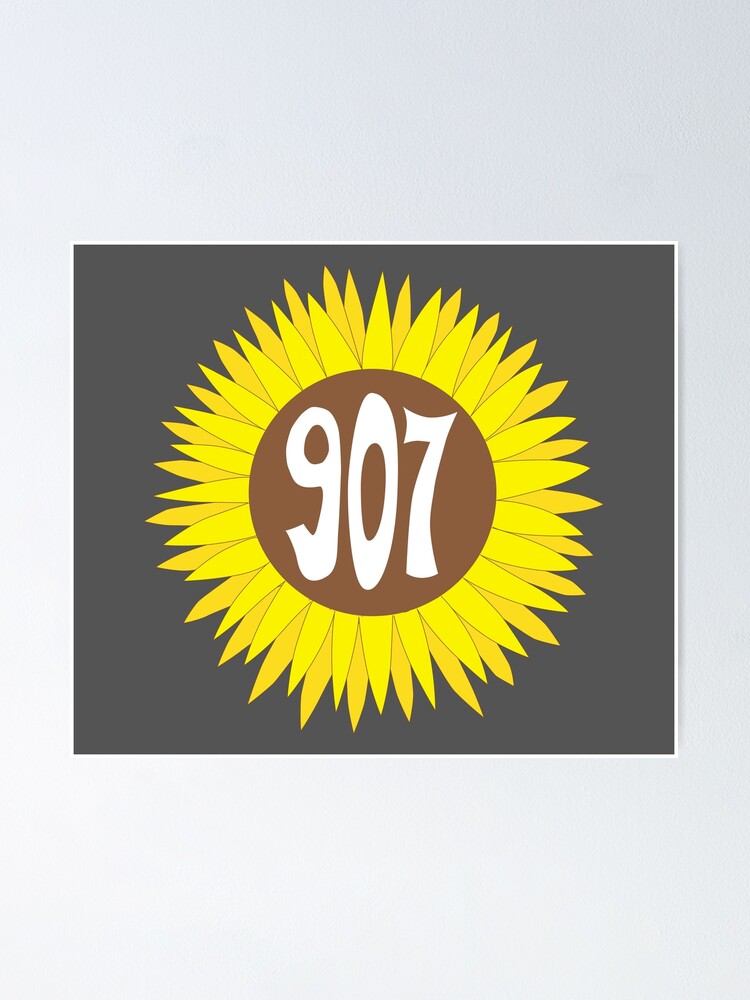 "Hand Drawn Alaska Sunflower 907 Area Code" Poster by itsrturn | Redbubble
