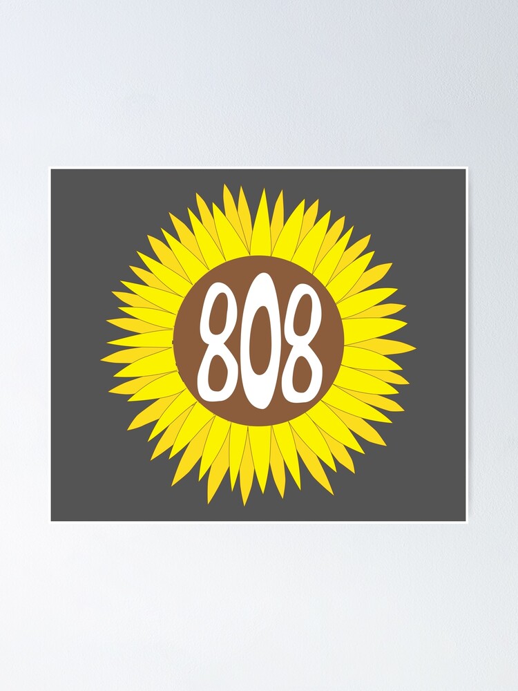 "Hand Drawn Hawaii Sunflower 808 Area Code" Poster by itsrturn | Redbubble