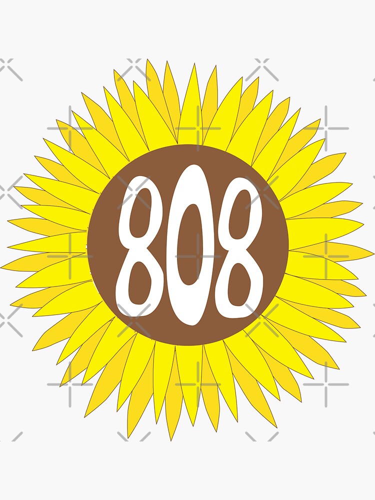 "Hand Drawn Hawaii Sunflower 808 Area Code" Sticker by itsrturn | Redbubble