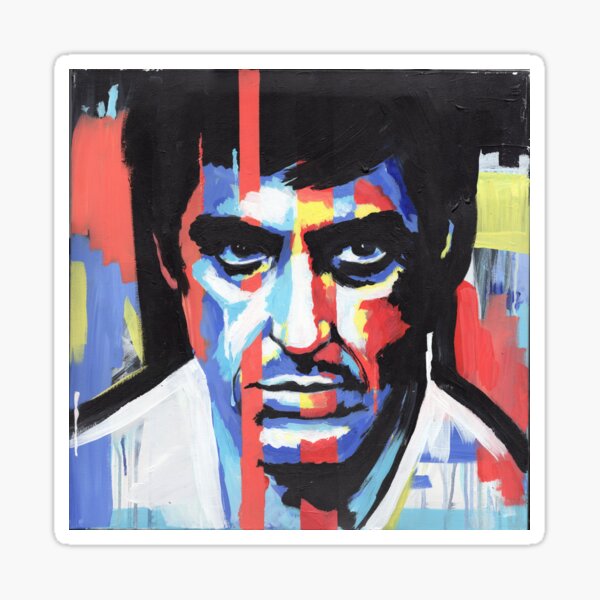 "Scarface Al Pacino Abstract Film Movie Portrait Poster" Sticker for ...
