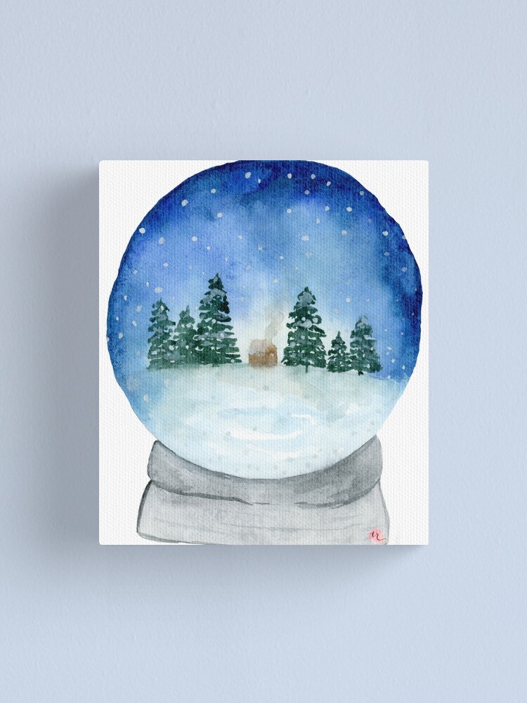 "Watercolor Winter Snow Globe" Canvas Print by emilyrussellart | Redbubble