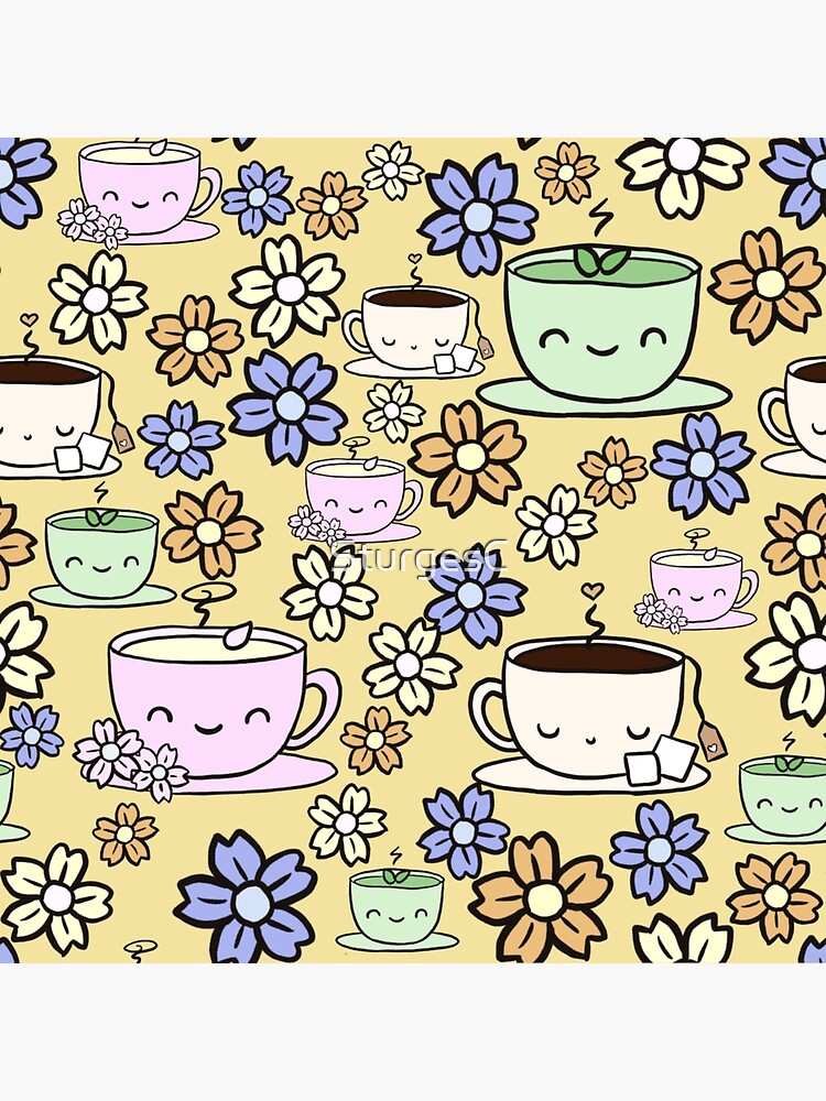 "Kawaii tea time- yellow " Poster by SturgesC | Redbubble