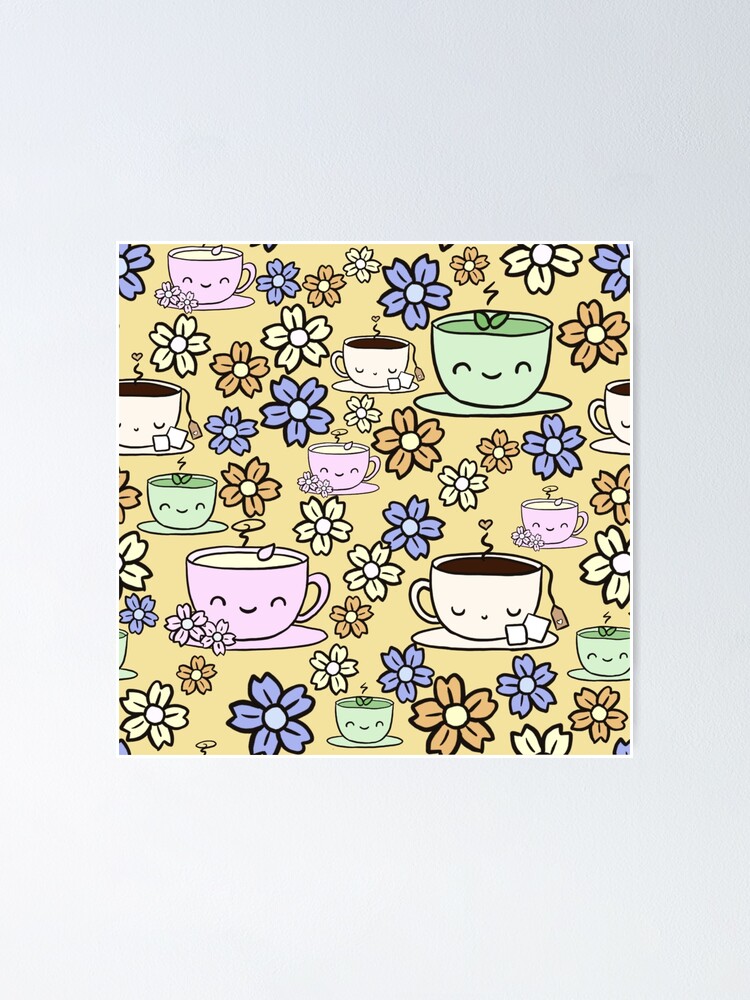 "Kawaii tea time- yellow " Poster by SturgesC | Redbubble