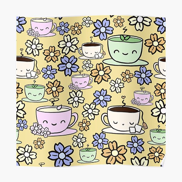 "Kawaii tea time- yellow " Poster by SturgesC | Redbubble