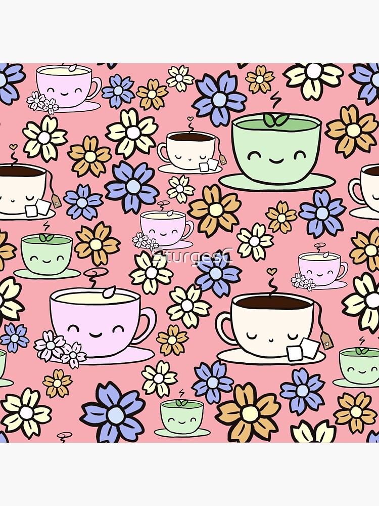 "Kawaii tea time- baby pink " Poster by SturgesC | Redbubble