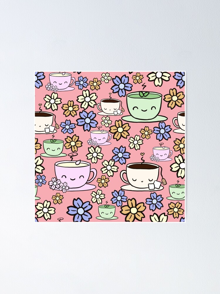 "Kawaii tea time- baby pink " Poster by SturgesC | Redbubble