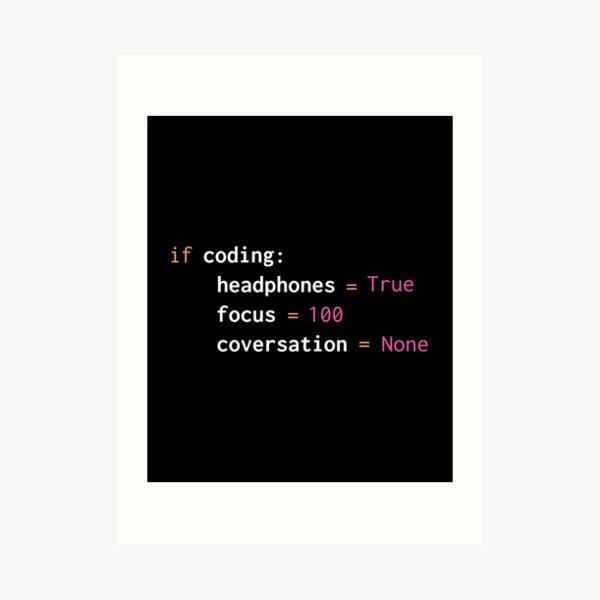 "Python programming product with funny Python coding print" Art Print ...