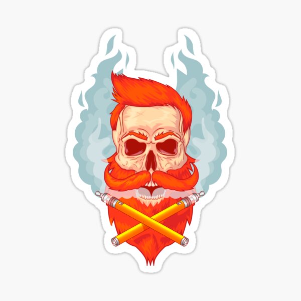 "Red beard skull" Sticker for Sale by bogdanner | Redbubble