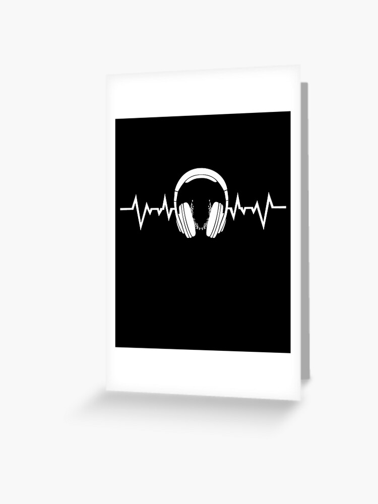 "Music Heartbeat Soundwave Headphones Heart Rate" Greeting Card by ...