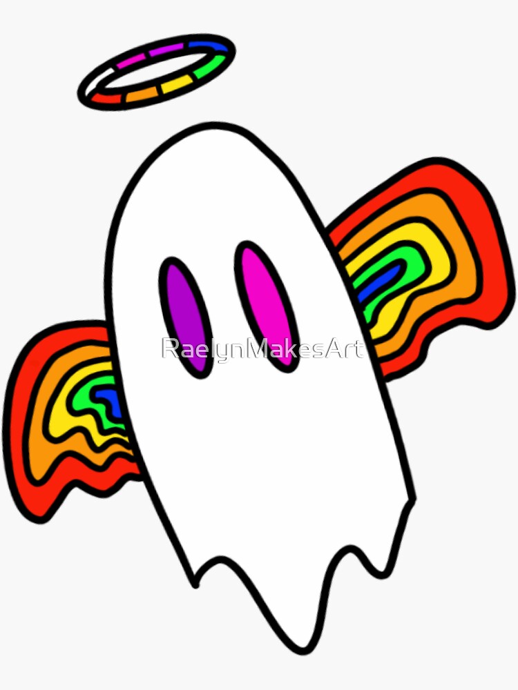 "Rainbow ghost " Sticker by RaelynMakesArt | Redbubble