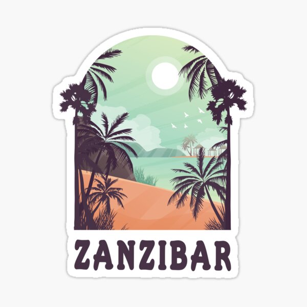 "Zanzibar design with sea and palm trees" Sticker for Sale by Rocky2018 ...