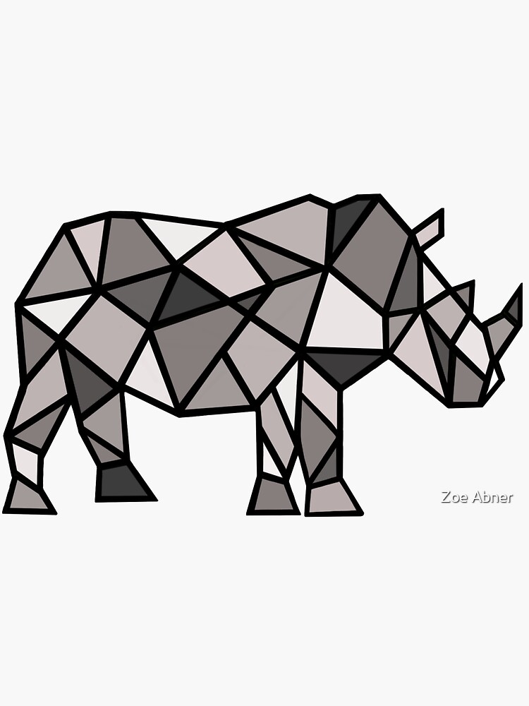 "Geometric Rhino Digital Art" Sticker for Sale by Zabner | Redbubble
