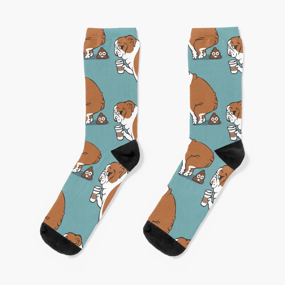 "Coffee makes English Bulldog Poop" Socks by Huebucket | Redbubble